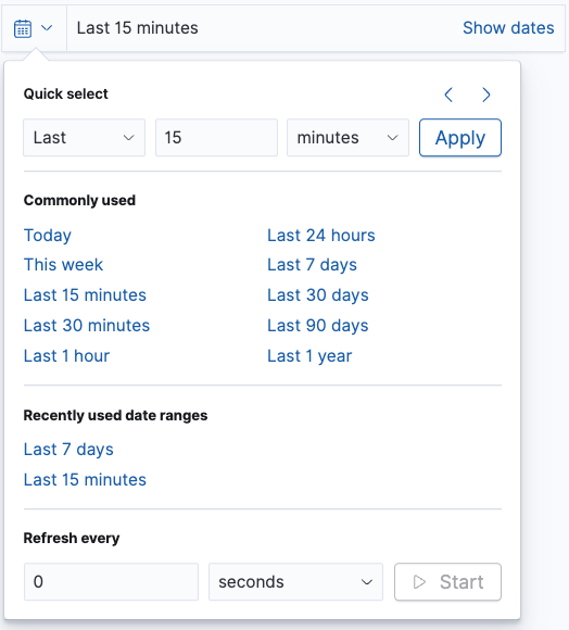 Setting the time filter - Eliatra OpenSearch Distro Documentation