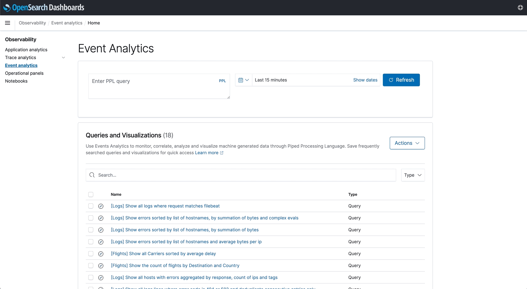 Event analytics - Eliatra OpenSearch Distro Documentation